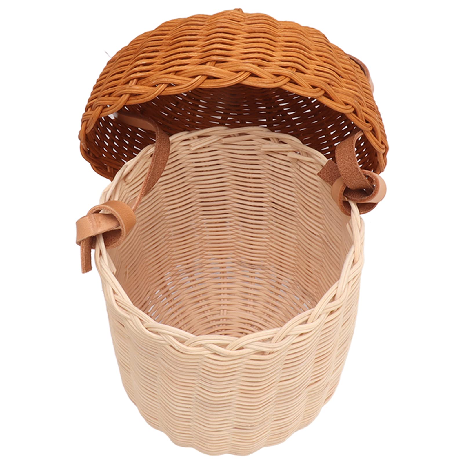 Kids Rattan Storage Basket, Hand Woven Indonesian Rattan Decorative Acorn Shaped Bag for Boys Girls Photography Props (Large Handbag)