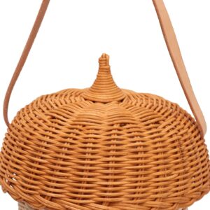 Kids Rattan Storage Basket, Hand Woven Indonesian Rattan Decorative Acorn Shaped Bag for Boys Girls Photography Props (Large Handbag)