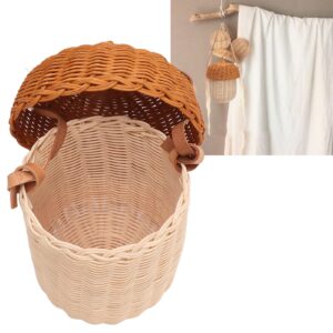 Kids Rattan Storage Basket, Hand Woven Indonesian Rattan Decorative Acorn Shaped Bag for Boys Girls Photography Props (Large Handbag)