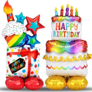 happy birthday balloon large size standing birthday balloon，birthday party decorations supplies birthday cake balloon and birthday gift balloon