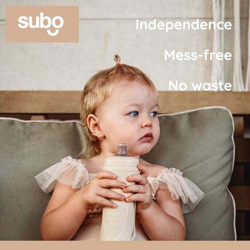 Subo Baby Food Bottle | No Mess Baby Toddler Self Feeder | Squeeze Free Design for Purees, Smoothies, Yogurt, Oatmeal, or Thickened Liquids | Reusable Silicone Washable Cup (Oatmeal)