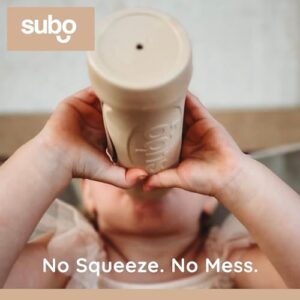 Subo Baby Food Bottle | No Mess Baby Toddler Self Feeder | Squeeze Free Design for Purees, Smoothies, Yogurt, Oatmeal, or Thickened Liquids | Reusable Silicone Washable Cup (Oatmeal)