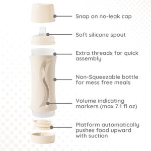 Subo Baby Food Bottle | No Mess Baby Toddler Self Feeder | Squeeze Free Design for Purees, Smoothies, Yogurt, Oatmeal, or Thickened Liquids | Reusable Silicone Washable Cup (Oatmeal)