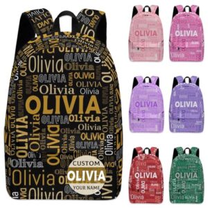 ihnlutzc custom name backpack, personalized schoolbag with name for boys girls kids, customized casual backpack with name gifts for school travel picnic camping hiking