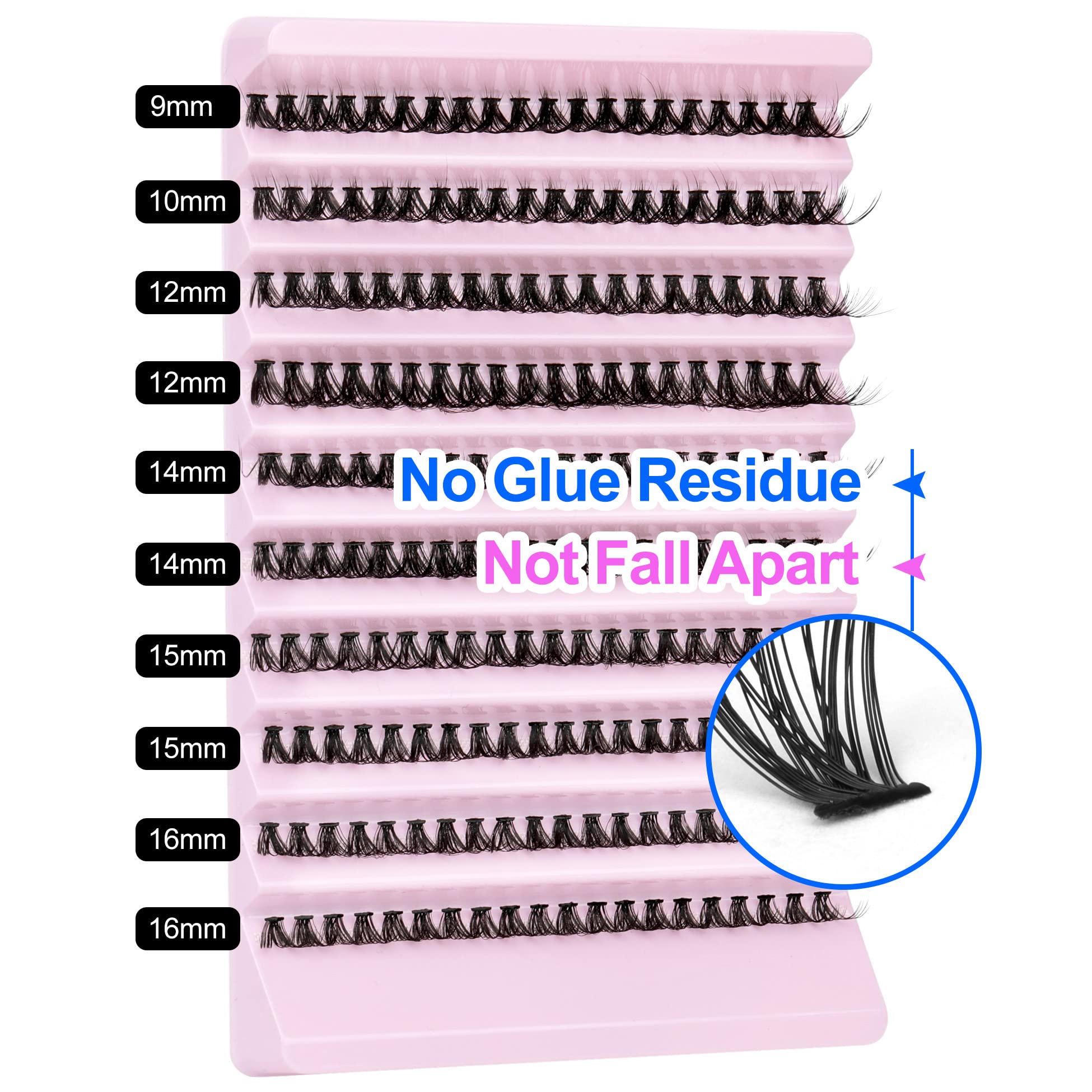 Lash Clusters 200 Pcs DIY Individual Lashes Natural Look Wispy Eyelash Extension 9-16MM D Curl Individuals Cluster Lashes Fluffy Lash Extensions Resuable DIY at Home by TNFVLONEINS-(40D)