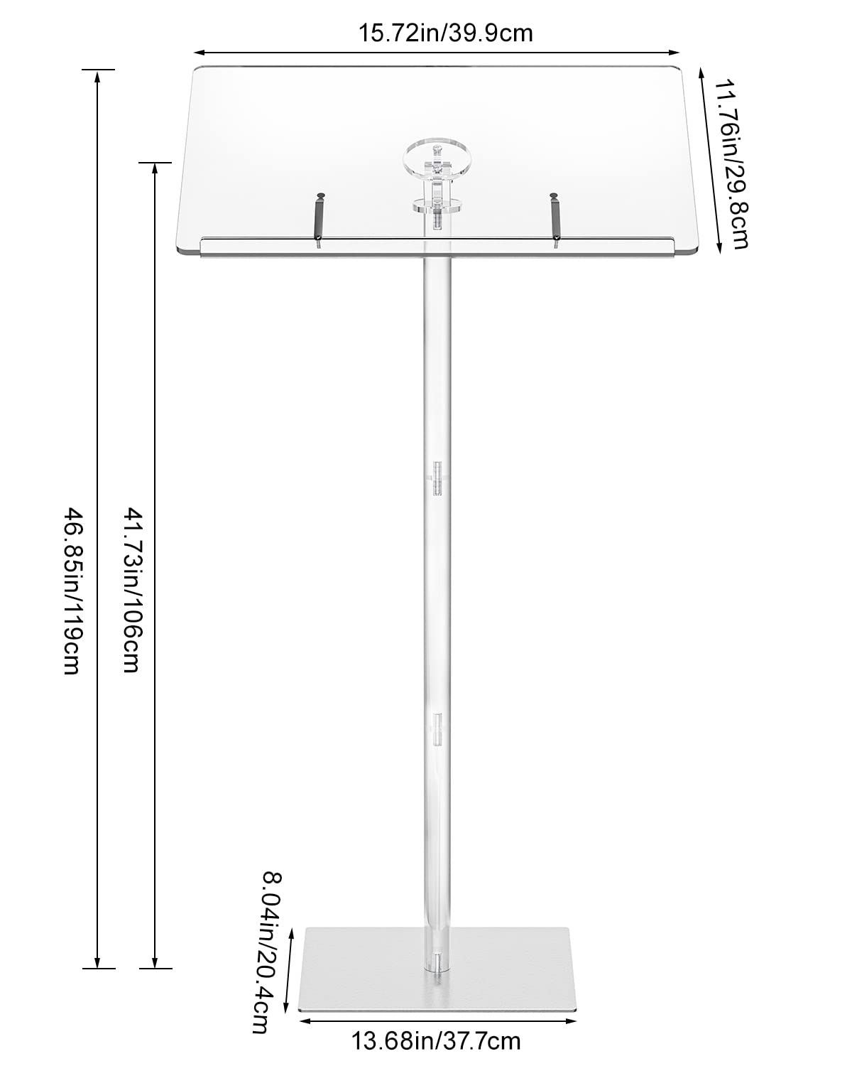 KSacry Large Acrylic Podium Stand,42.3'' H Pulpits for Churches, Lecterns &Podiums,Conference Portable Podium for Weddings, Classroom, Presentation Podiums,Metal Base(15.7" L x 11.8" W x 42.3" H)