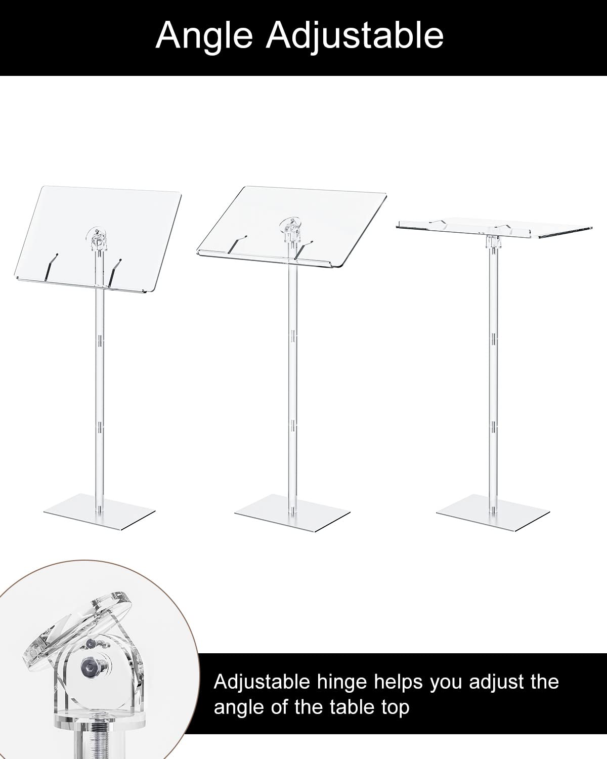 KSacry Large Acrylic Podium Stand,42.3'' H Pulpits for Churches, Lecterns &Podiums,Conference Portable Podium for Weddings, Classroom, Presentation Podiums,Metal Base(15.7" L x 11.8" W x 42.3" H)