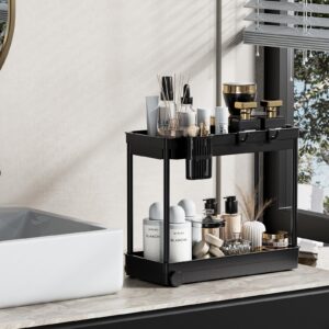 Sellemer Under Sink Organizers and Storage, Easy to Move with Wheels, Kitchen Organizers and Storage, Bathroom Storage, Laundry Room Organization (Heightened Style, Transparent)