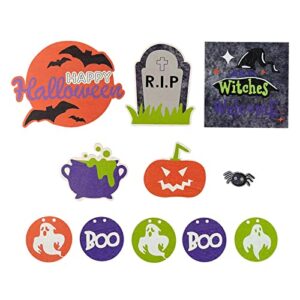 11 Pcs Halloween Tiered Tray Decorations,Halloween Signs for Halloween Home and Office Decor,Halloween Tray Decor with Witch Hat,Ghost,Bat,Tombstone,Pumpkin (1)