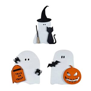 3 Pcs Halloween Tiered Tray Decorations,Halloween Signs for Halloween Home and Office Decor,Halloween Tray Decor with Witch Hat,Ghost,Bat,Tombstone,Pumpkin (2)