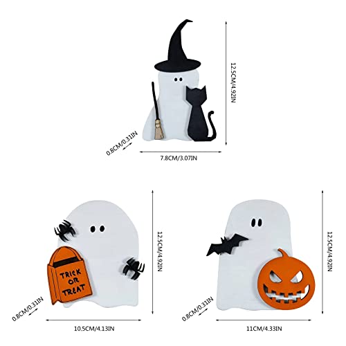 3 Pcs Halloween Tiered Tray Decorations,Halloween Signs for Halloween Home and Office Decor,Halloween Tray Decor with Witch Hat,Ghost,Bat,Tombstone,Pumpkin (2)