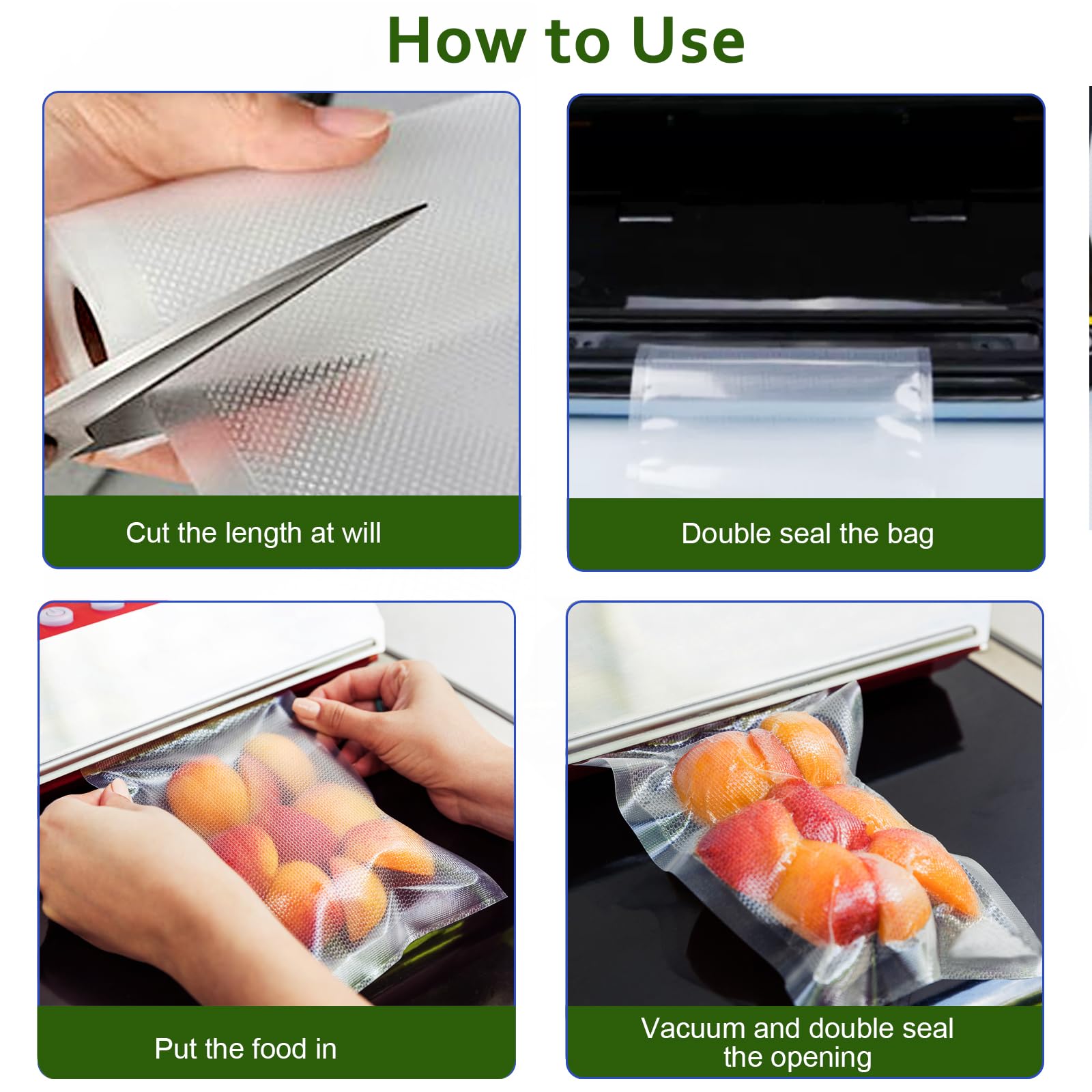 【Vacuum Sealer Bags for Food Roll】AlldGuo 6 Rolls Food Saver Bags, 8 10 11 Inch Sous Vide Food Saver Vacuum Sealer Bags Roll, BPA-Free, Commercial Grade Vacuum Sealer Bags for All Vacuum Sealers