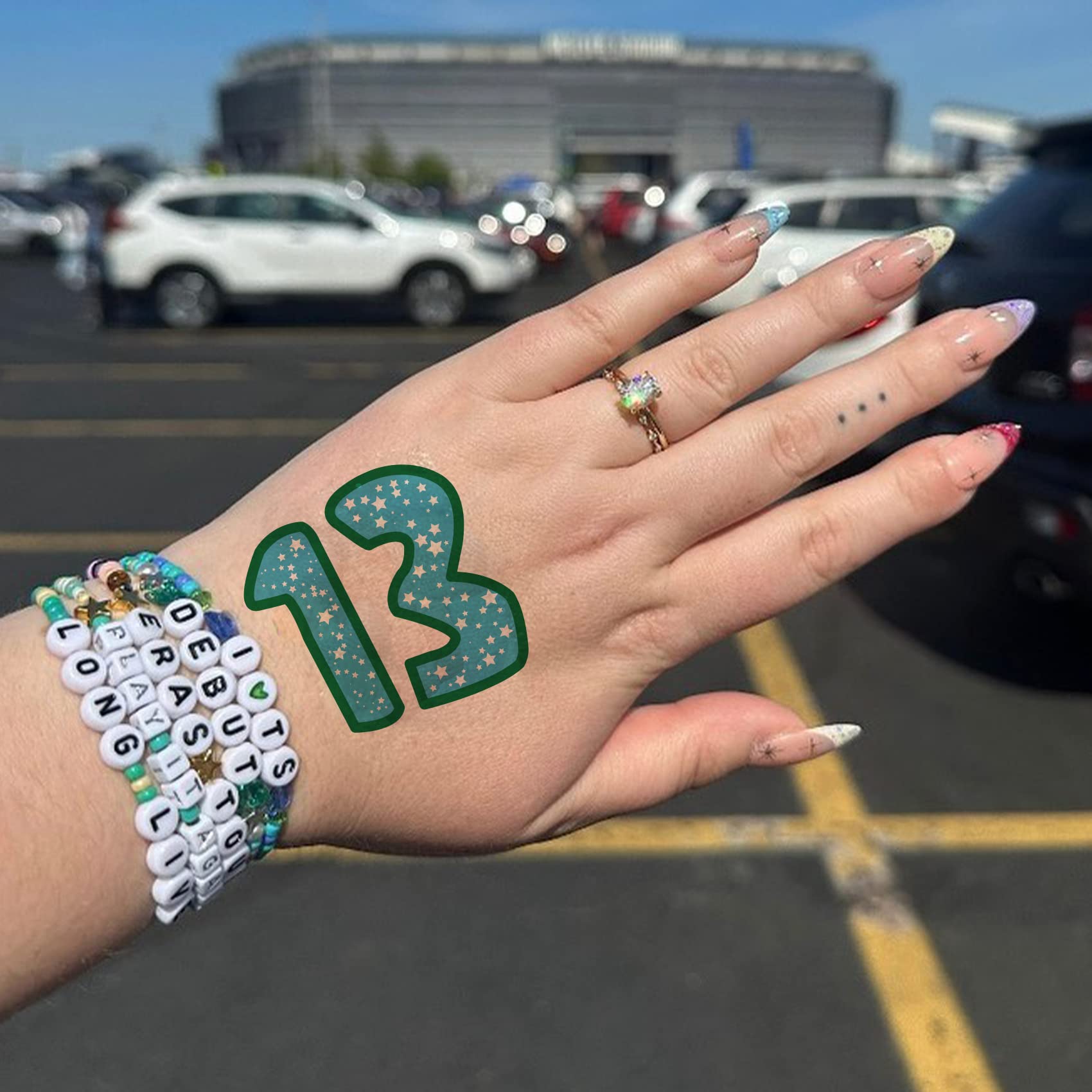 Tuoshei 36 Pcs Eras Tour Merch,13 Temporary Tattoo,13 Tattoo, Hand tattoo, Star Temporary Tattoos, Concert Accessories for Swifties Gifts