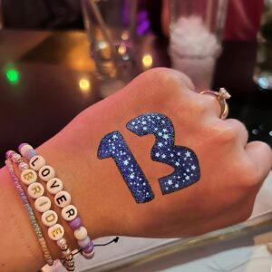 Tuoshei 36 Pcs Eras Tour Merch,13 Temporary Tattoo,13 Tattoo, Hand tattoo, Star Temporary Tattoos, Concert Accessories for Swifties Gifts