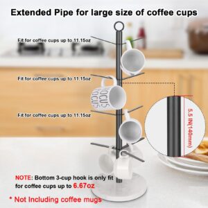 HarJue Mug Holder Tree, Coffee Cup Stand Holder, Thick Base Mug Rack for Kitchen Home Bar Cabinet, 9 Hooks (4-Tier, Matte Black)