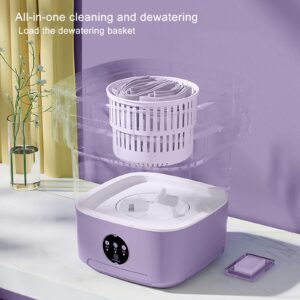 Portable Washing Machine,9L Large Capacity Small Washing Machine,Foldable Washing Machine with Spin-Dry Basket,Mini Washer for Washing Small Pieces of Clothing, Baby Clothes,Underwear,Socks -Purple