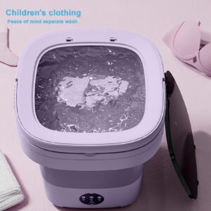 Portable Washing Machine,9L Large Capacity Small Washing Machine,Foldable Washing Machine with Spin-Dry Basket,Mini Washer for Washing Small Pieces of Clothing, Baby Clothes,Underwear,Socks -Purple