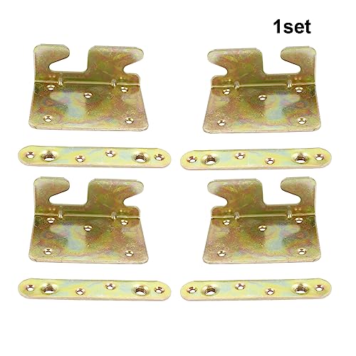 LifCratms 4Pcs Non-Mortise Bed Rail Brackets, Heavy Duty Bed Rail Fittings Wooden Bed Frame Hardware with Mounting Screws for Headboards and Foot-Boards