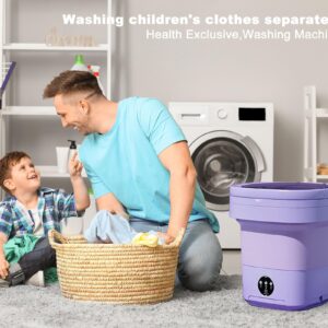 Portable Washing Machine,9L Large Capacity Small Washing Machine,Foldable Washing Machine with Spin-Dry Basket,Mini Washer for Washing Small Pieces of Clothing, Baby Clothes,Underwear,Socks -Purple