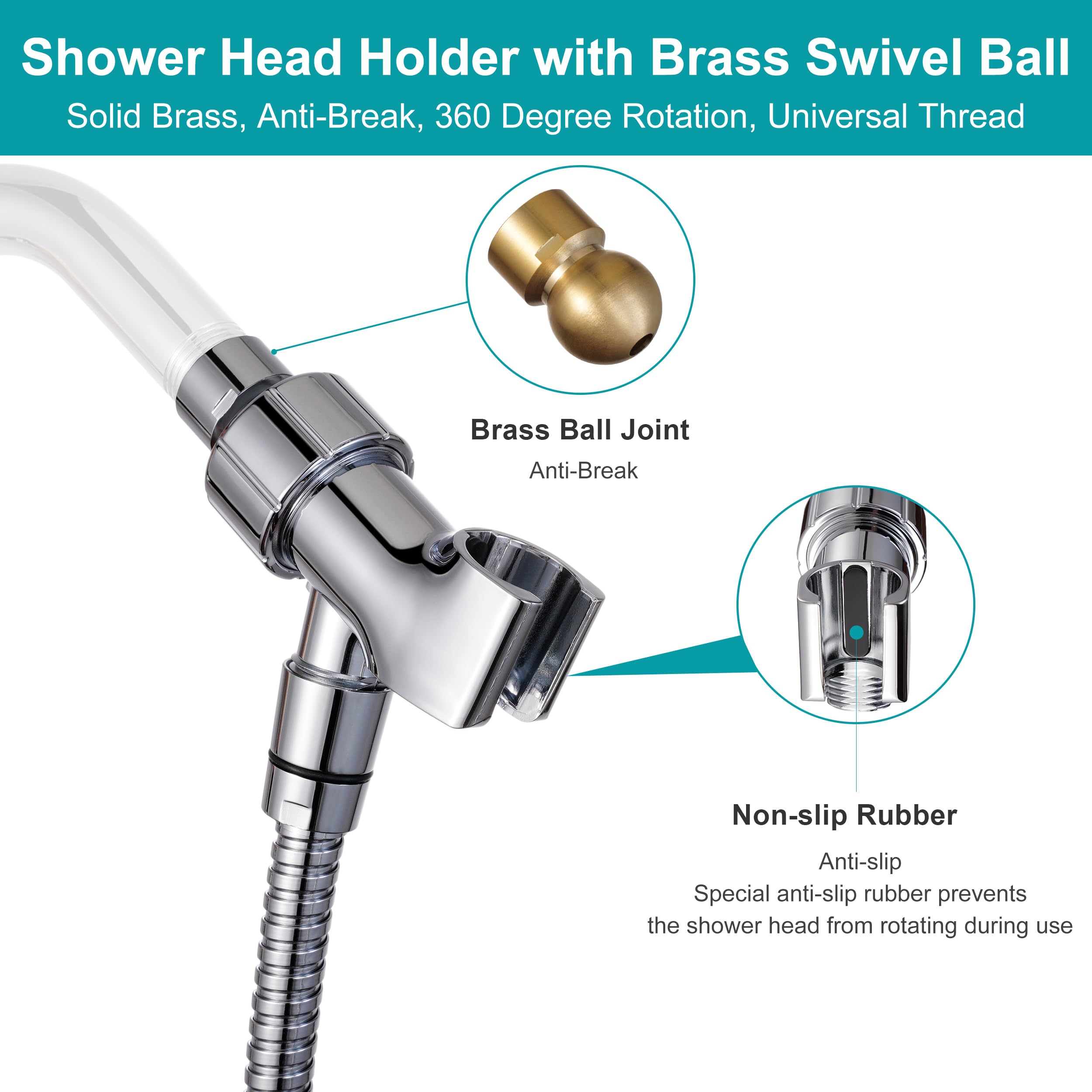 GwernKB Handheld Shower Head with On Off Switch 8-Mode High Pressure Showerhead with 79 Inches Extra-long Stainless Steel Hose and Bracket PLUS Extra Low-Reach Adhesive Wall Mount for Kids,Silver