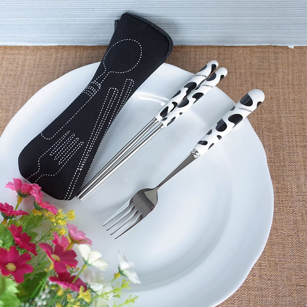 Generic Flatware Tableware Bag with Zipper Portable Travel Tableware Storage Bag Recyclable Reusable Cutlery Pouch Kitchen Utensil Case Chopsticks Spoon Fork Cloth Bag Organizer Black