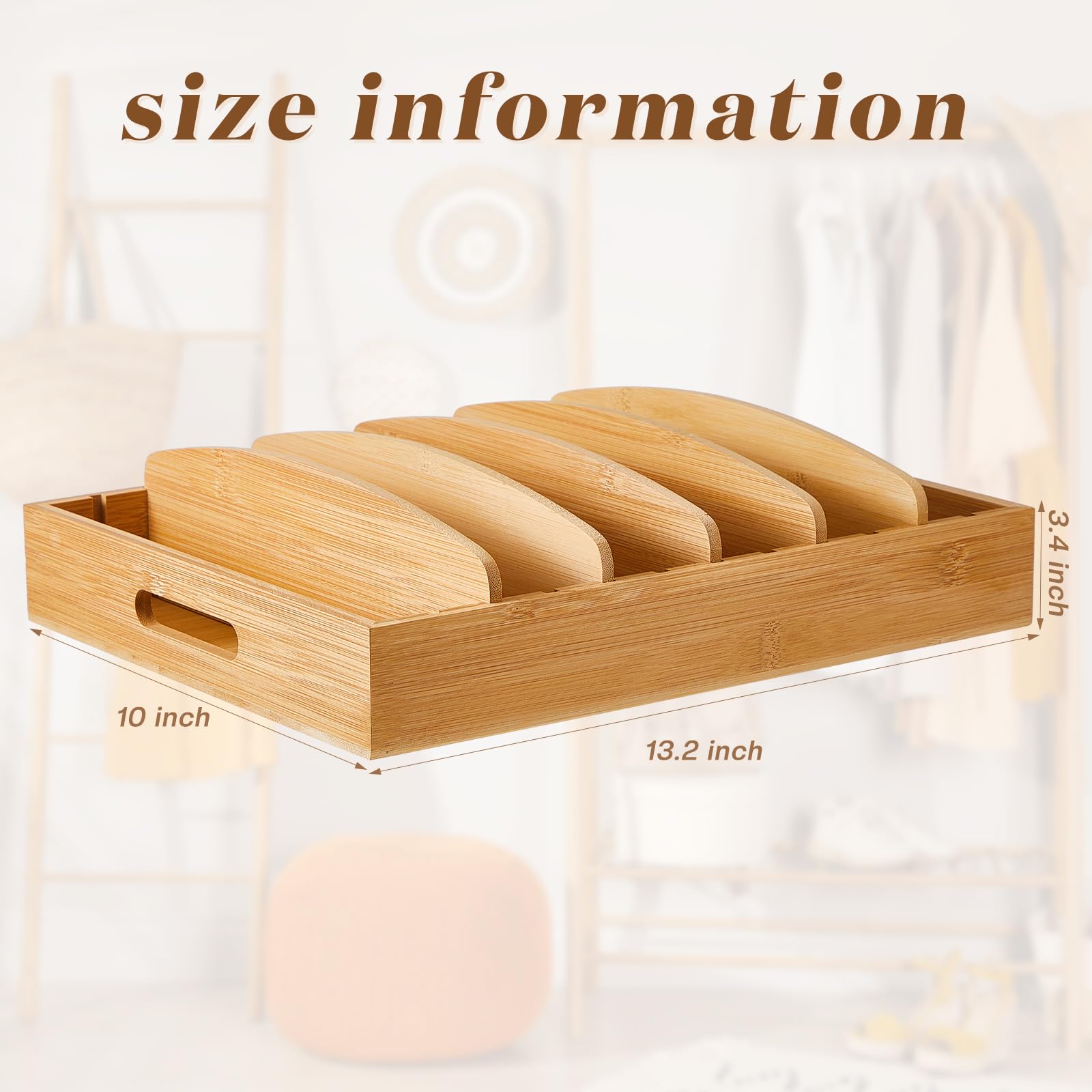 Leinuosen Set of 2 Kitchen Cabinet Organizer for Storage Lid Organizer Bamboo Drawer Organizer Kitchen Pantry Lid Holder with 5 Adjustable Dividers for Plastic Lids Organization Kitchen Covers Storage