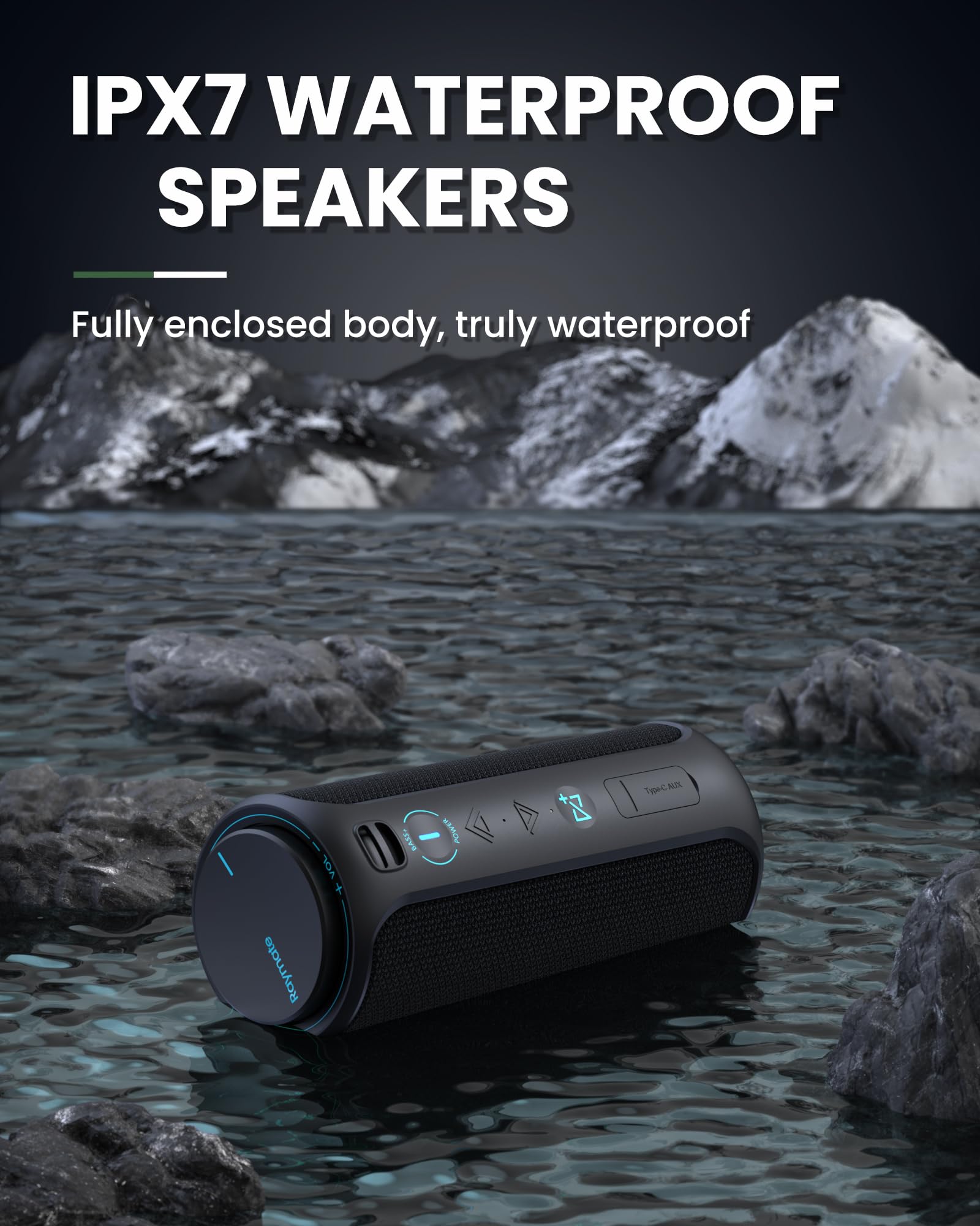 Raymate Bluetooth Speakers, Pair up to 100 Speakers,IPX7 Waterproof Speaker Wireless Bluetooth-V5.3, HiFi Stereo Sound, 1100mins Playtime, Portable Speaker for Home, Outdoor, Party