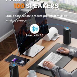 Raymate Bluetooth Speakers, Pair up to 100 Speakers,IPX7 Waterproof Speaker Wireless Bluetooth-V5.3, HiFi Stereo Sound, 1100mins Playtime, Portable Speaker for Home, Outdoor, Party