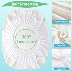 Lunsing 2 Pack Crib Mattress Protector, Soft Bamboo Viscose Waterproof Crib Mattress Pad Cover, Cooling Baby Mattress Cover for 4-13 inches Toddler Mattress, 52"x28", White