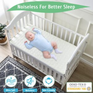 Lunsing 2 Pack Crib Mattress Protector, Soft Bamboo Viscose Waterproof Crib Mattress Pad Cover, Cooling Baby Mattress Cover for 4-13 inches Toddler Mattress, 52"x28", White