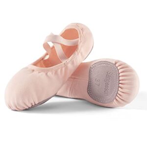 dance ballet shoes for girl stretch canvas performa dance slippers split sole for girls, size 5, pink