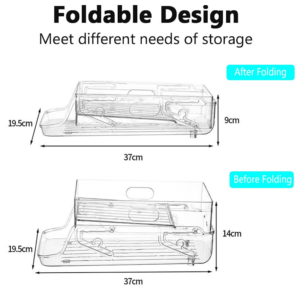 Auto Rolling Soda Can Organizer,2 Tire Pop Soda Can Dispenser with Lid for Refrigerator Kitchen Pantry,Cabinet Canned Food