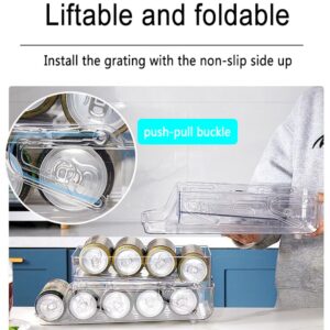 Auto Rolling Soda Can Organizer,2 Tire Pop Soda Can Dispenser with Lid for Refrigerator Kitchen Pantry,Cabinet Canned Food