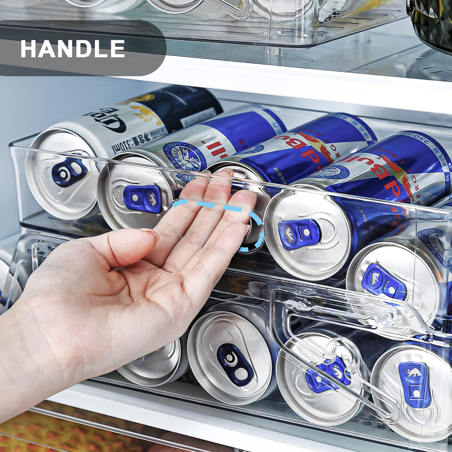 Auto Rolling Soda Can Organizer,2 Tire Pop Soda Can Dispenser with Lid for Refrigerator Kitchen Pantry,Cabinet Canned Food