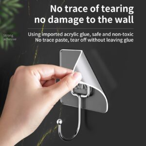 Large Adhesive Hooks for Hanging Heavy Duty Wall Hooks 22 lbs Self Adhesive Towel Waterproof Transparent for Bags Bathroom Shower Outdoor Kitchen Cups Door Coat Sticky Hooks (Transparent, 8pcs)