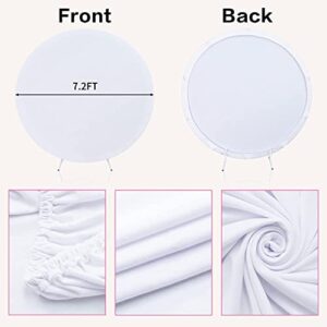 White Round Backdrop Cover 7.2x7.2ft White Circle Backdrop Cover Round Fabric Photo Background for Photography Party Birthday Wedding Baby Shower Home Decorations Portrait Studio Props (7.2ft) (7.2FT)