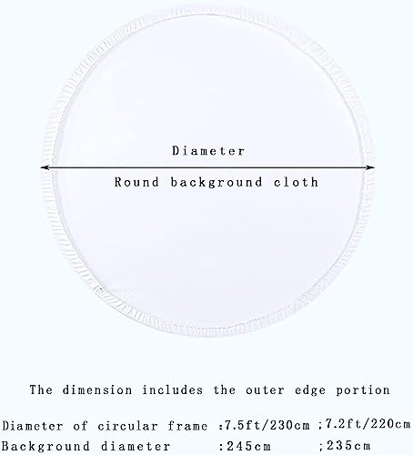 White Round Backdrop Cover 7.2x7.2ft White Circle Backdrop Cover Round Fabric Photo Background for Photography Party Birthday Wedding Baby Shower Home Decorations Portrait Studio Props (7.2ft) (7.2FT)