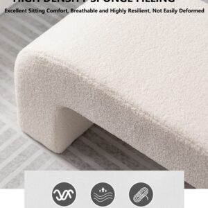 AUQMTAIN Modern Fuzzy Sherpa Upholstered Ottoman Bench, Entryway Bench, End Bed Bench, Footrest for Bedroom, Living Room, End of Bed, Hallway (47.2")