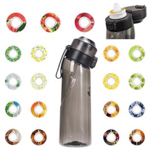 alpha fit scent water bottle starter set, water bottle with flavor pods, water bottle for school kids, black water bottle (black - 1 bottle (22 oz/650 ml) + 3 pods in random flavors)