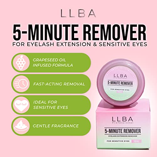 LLBA Lash Gel Remover for Professional Eyelash Extensions 10ml - Dissolves Powerful Eyelash Extension Glue - Low Irritation Cream for Sensitive Skin (for sensitive eyes)