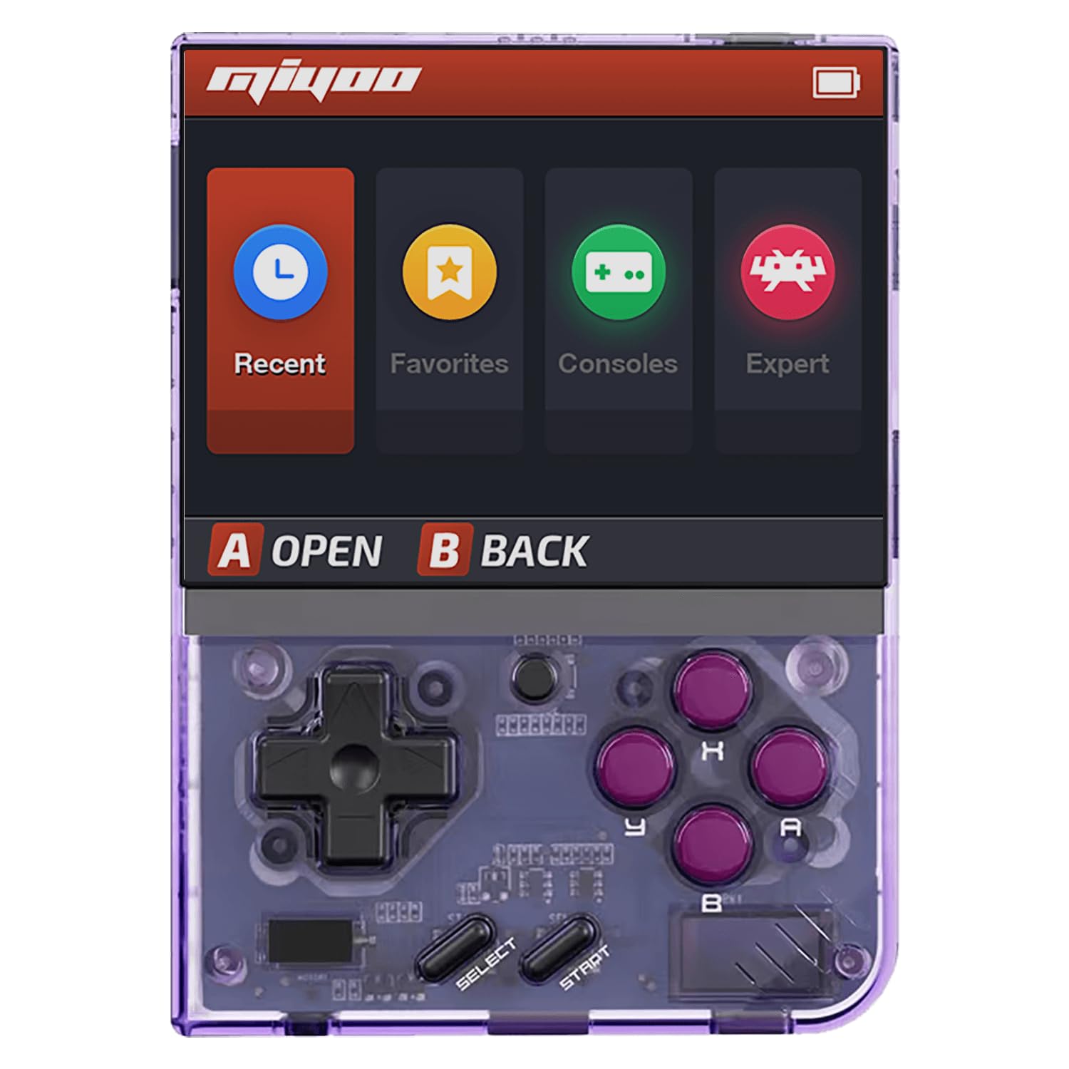 Miyoo Mini Plus+ Handheld Gaming Console 3.5" IPS Screen for The Best Classic Console with 5000+ Games Included, Storage Case, 64G TF Card and WiFi Support [Purple]