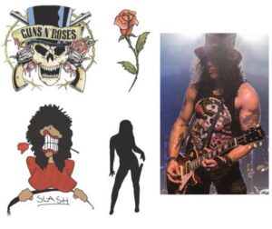 slash guitarist fake temporary tattoos