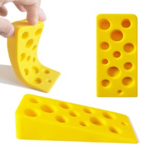 door stops for bottom of door 3 pack, silicone cheese door stop bottom wedge to make the door open in both directions, unique door stop door wedge for the bottom of the door, for classroom office home