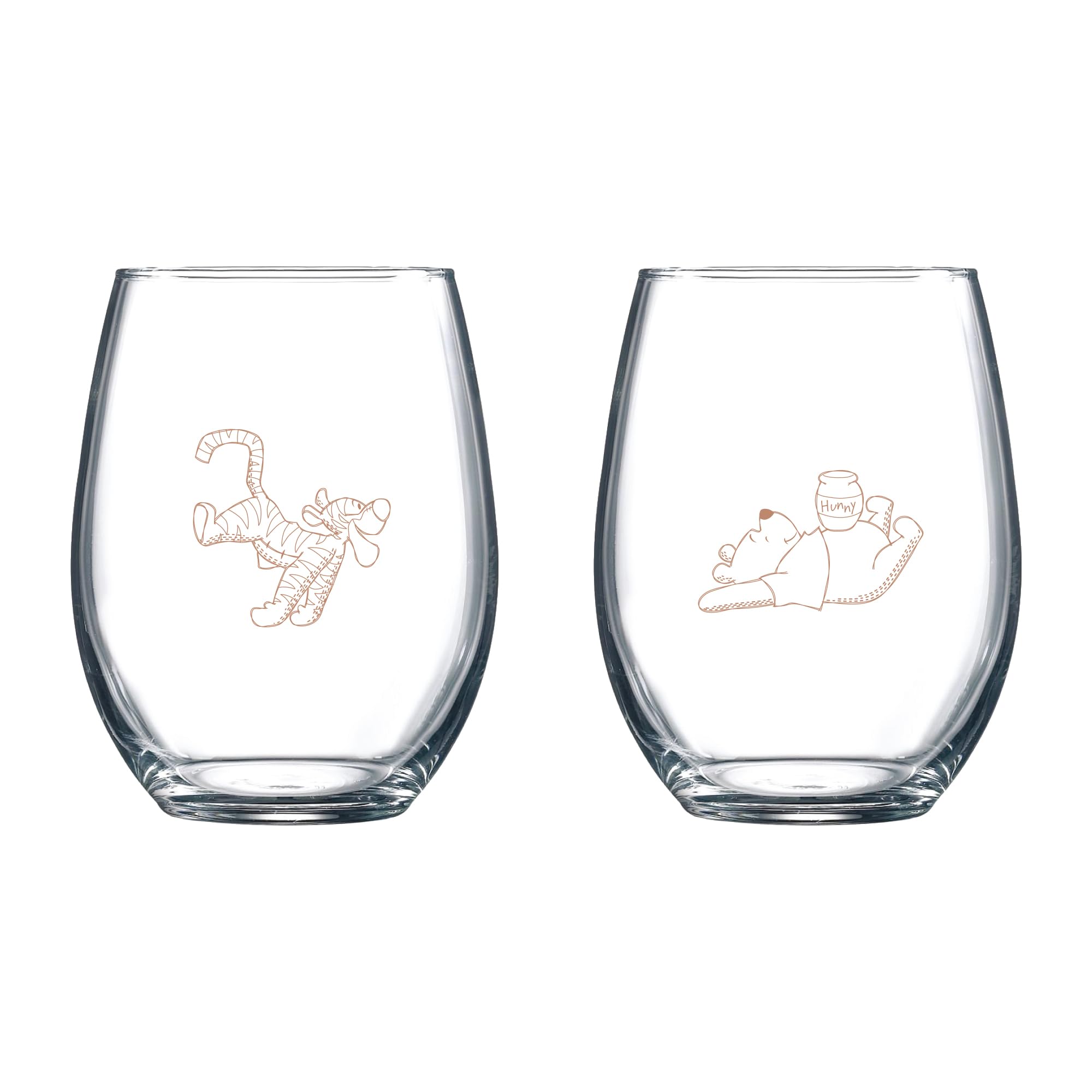 Disney Winnie The Pooh Happy Days Stemless Tumbler Glasses for Drinking 17 oz - 2 Pack