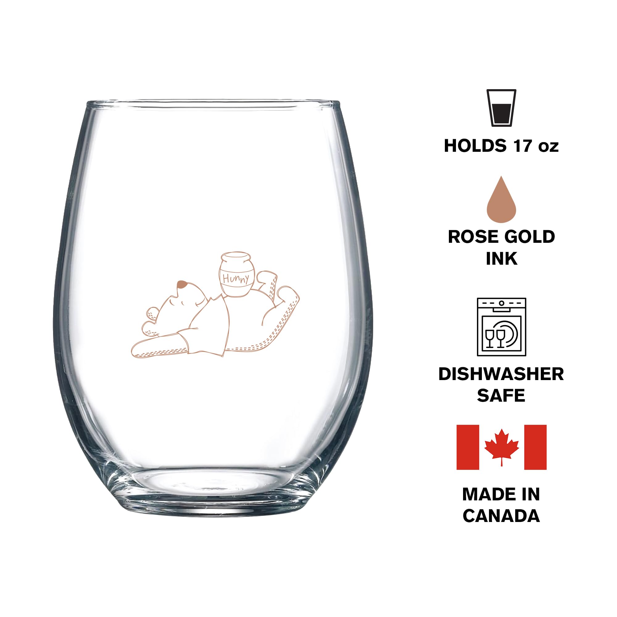 Disney Winnie The Pooh Happy Days Stemless Tumbler Glasses for Drinking 17 oz - 2 Pack