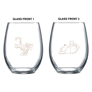 Disney Winnie The Pooh Happy Days Stemless Tumbler Glasses for Drinking 17 oz - 2 Pack