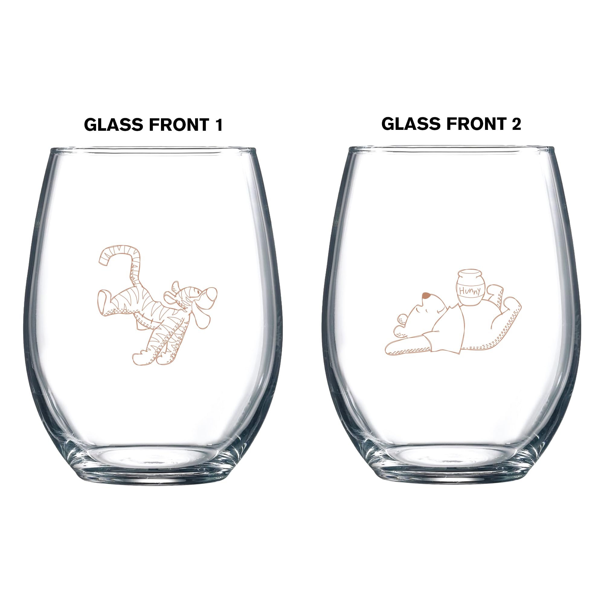 Disney Winnie The Pooh Happy Days Stemless Tumbler Glasses for Drinking 17 oz - 2 Pack