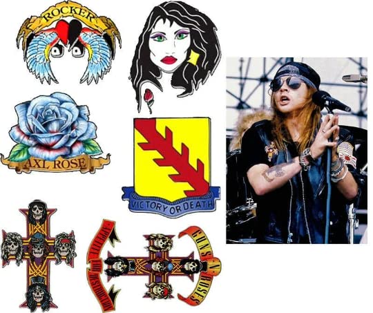 Axl Rose complete set of Fake Temporary Tattoos