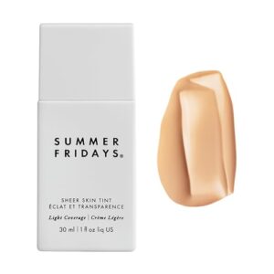 summer fridays sheer skin tint - tinted moisturizer with hyaluronic acid - helps diminish uneven skin tone - sheer to light coverage - shade 2 - light with cool undertones (1 fl oz)