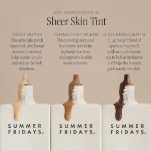 Summer Fridays Sheer Skin Tint - Tinted Moisturizer with Hyaluronic Acid - Helps Diminish Uneven Skin Tone - Sheer to Light Coverage - Shade 2 - Light with Cool Undertones (1 Fl Oz)